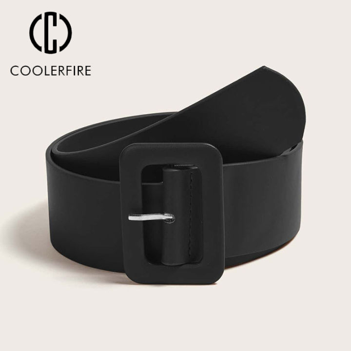 Women's Wide Belt PU Leather Belt Fashion Simple Belt for Women's Dress ...