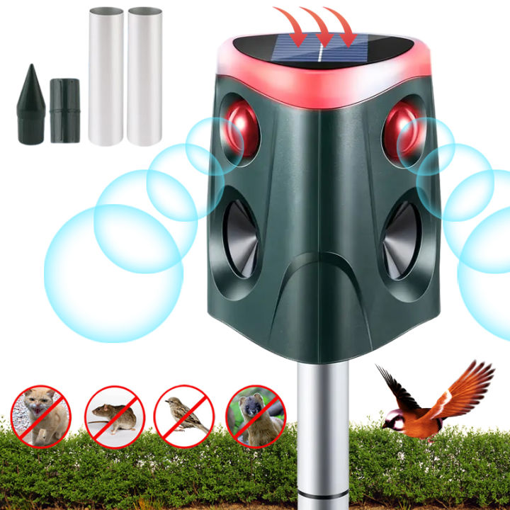 Outdoor Ultrasonic Animal Repeller Infrared Sensing LED Alarm Bird ...