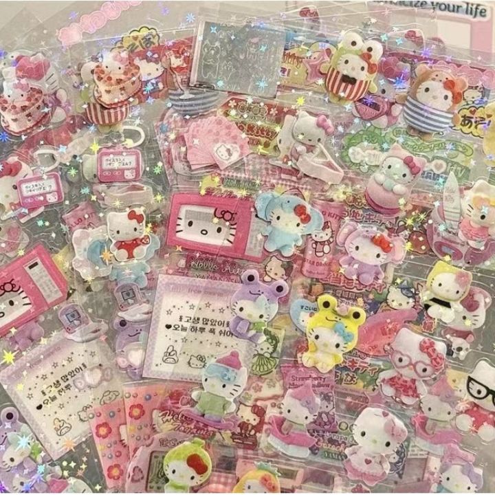 5pcs Hello Kitty Rilakkuma Cartoon Die-cutting Sticker Cute Kitty Cat ...