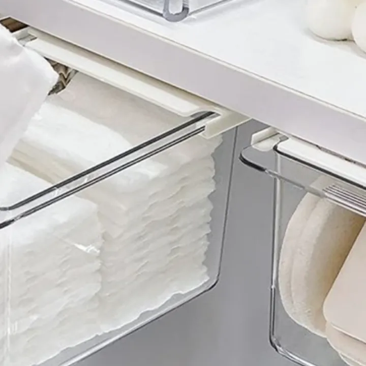 Drawer Style Storage Box Under The Mirror Cabinet Transparent Bathroom ...