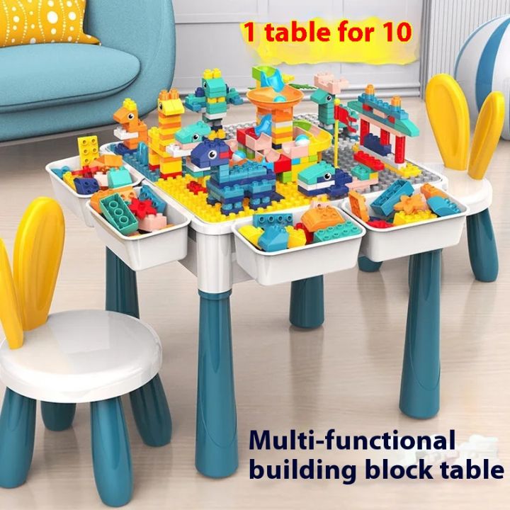 Multi Kids Activity Table Building Blocks Table For Toddlers Ake Apart Toys With Storage ...