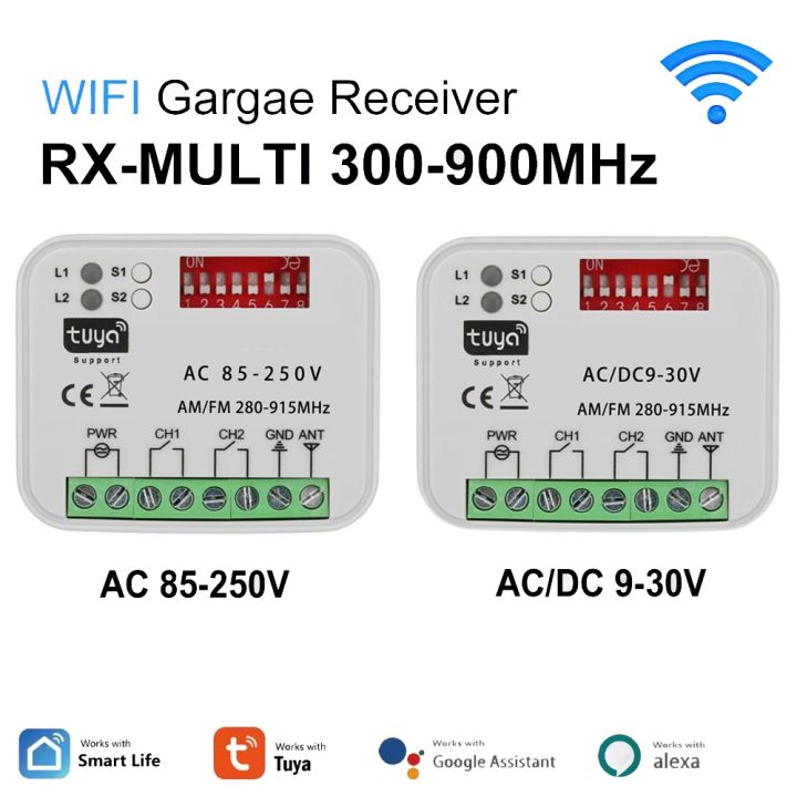 Universal WIFI Garage Door Remote Control Receiver 2CH Controller Smart ...