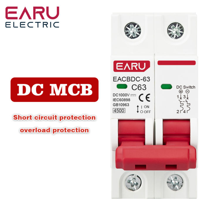2P DC 1000V MCB Solar Mini Circuit Breaker Overload Protection Switch 6A 10A 16A 20A 25A 32A 40A ...