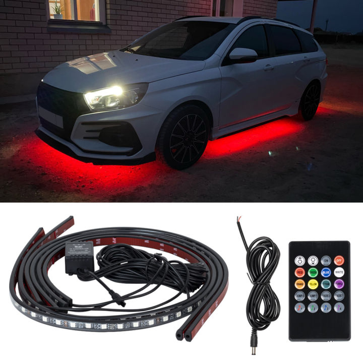 Neon LED RGB Car Underglow Bottom Light Remote/APP Control Flexible ...