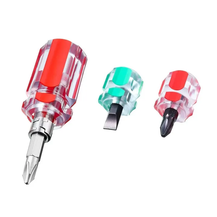 3Pcs Short Screwdriver Flat Head Cross-Head 2-in-1 Set For Narrow ...