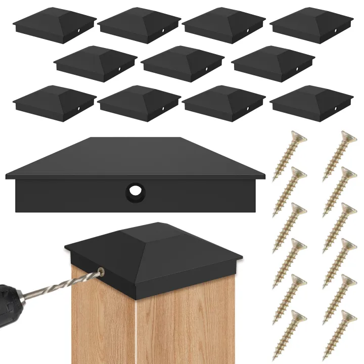 12Pcs Wood Fence Post Covers Sturdy Plastic Deck Post Cover Waterproof ...