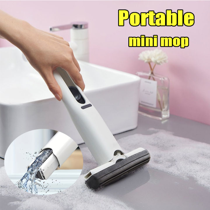 Small Handle Mop Folding Powerful Squeeze Mini Mop Self-squeezing Floor ...