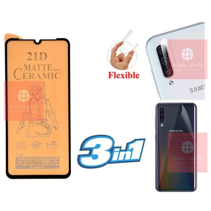 Samsung Galaxy A30s 3 in 1 Combo: Ceramic Matte Glass + Back Clear ...