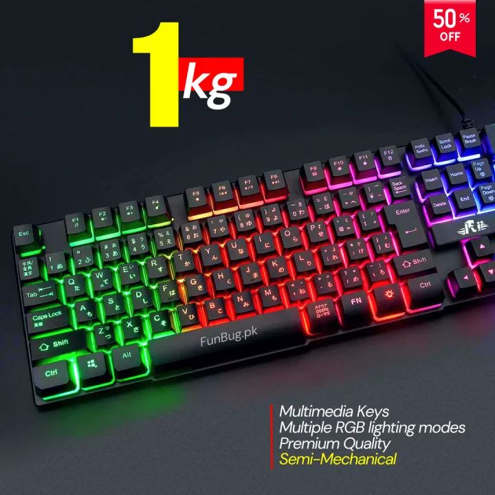 【1KG】 Profesional Metal Gaming Keyboard RGB ~ Backlit Semi Mechanical ...