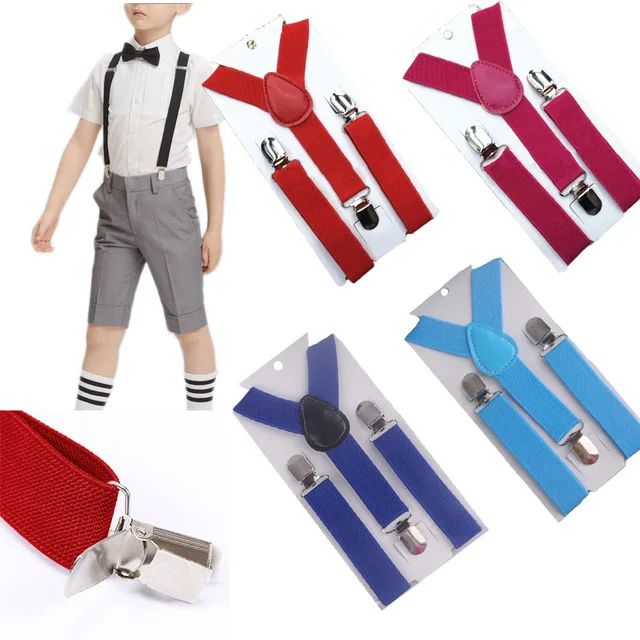 Gallace Solid Color Y-Back Suspenders for Kids - Adjustable ...