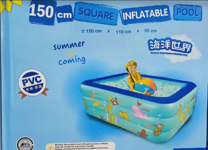 Inflatable Child Pool Indoor Outdoor Rectangle Blow Up Swimming Pool ...