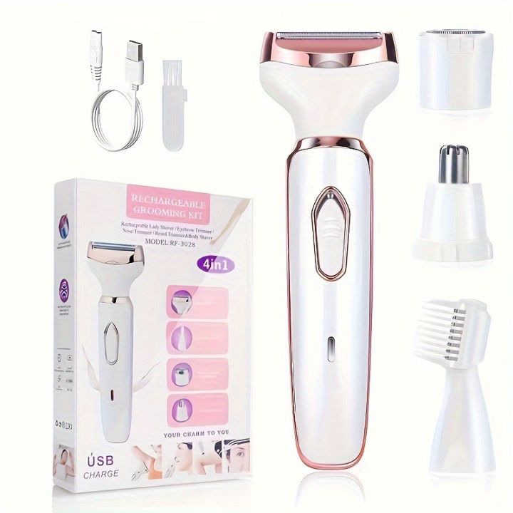 4 In 1 Electric Lady Shaver, Body Hair Removal Epilator, Painless ...