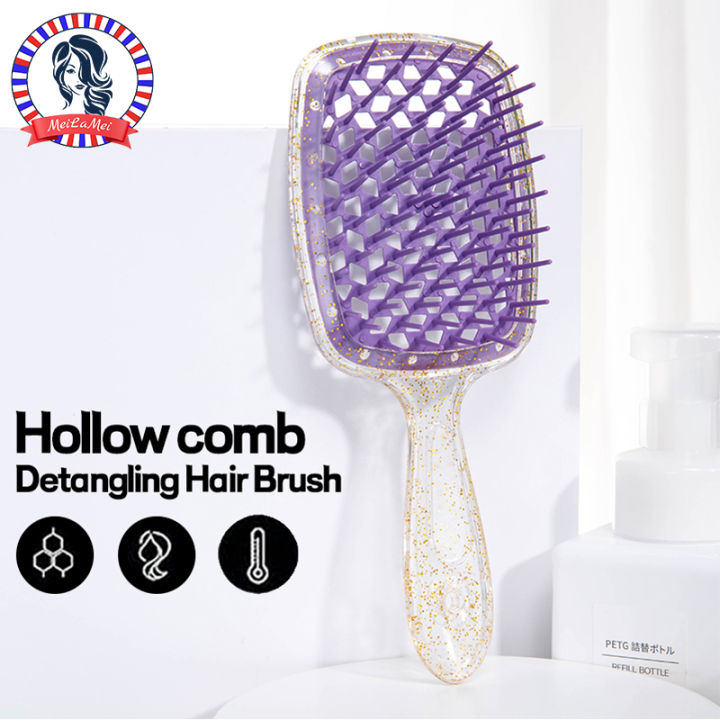 1 Pcs Fluffy Air Cushion Scalp Massage Hair Brush Flashing Gold Comb ...