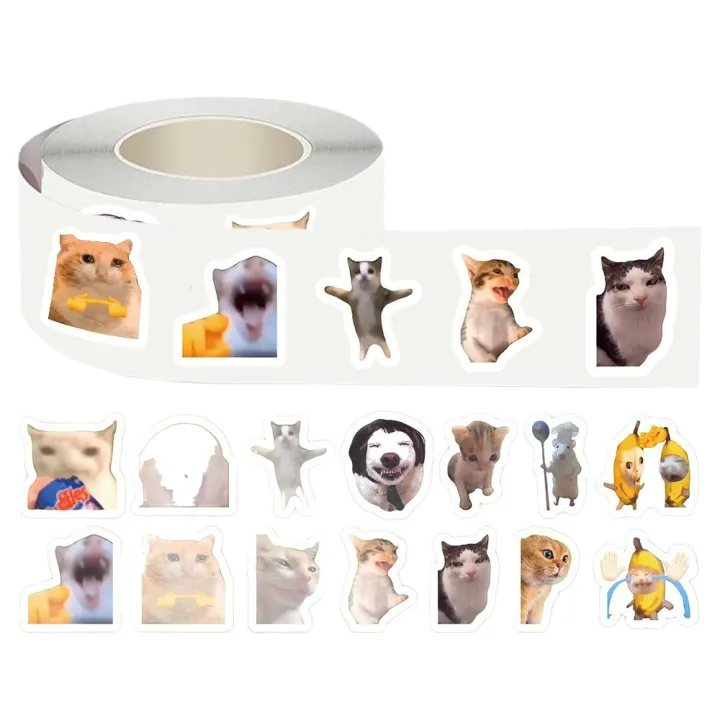 500pcs Cute Cartoon Dog Cat Meme Graffiti Sealing Stickers Roll Laptop ...