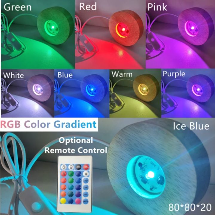 Wood Desktop Decorative Lights Remote Control Light Base100/80/60mm ...