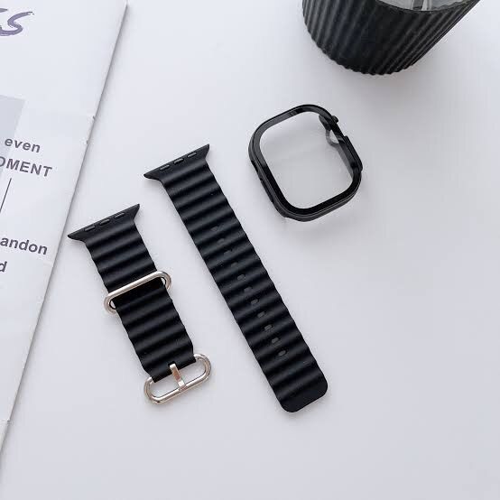 SILICONE OCEAN STRAP + GLASS CASE 49MM FOR ULTRA SMARTWATCH | Daraz.pk