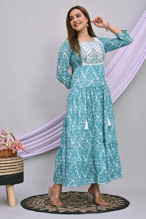 Floral Cotton Long Summer Lightweight Dress For Her | Daraz.com.np