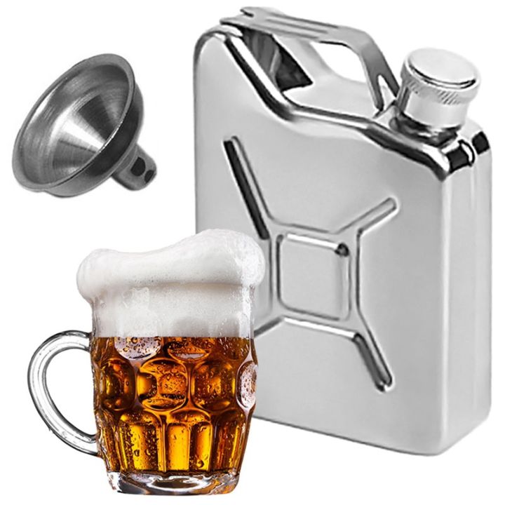 5 oz Hip Flask with Funnel Portable Pot Creative Stainless Steel Flagon ...