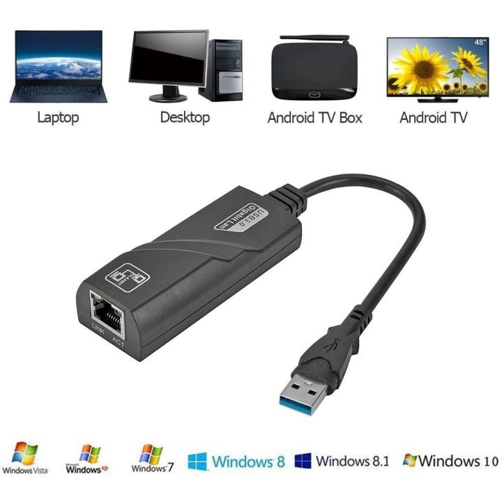 USB 3.0 Gigabit Ethernet Network Adapter USB To RJ45 Lan Wired Network ...