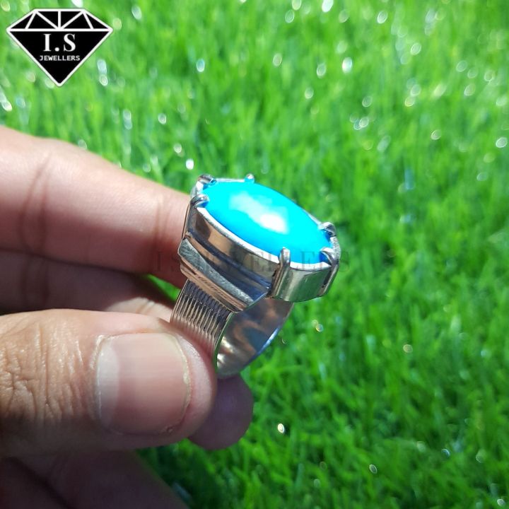 Natural Blue Nishapuri Feroza Stone Turquoise Gemstone Ring Real Feroza ...