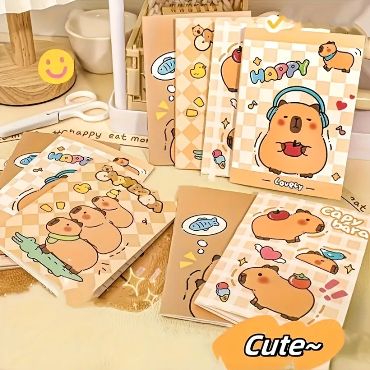 Cute Capybara Mini Notebooks, Plain Ruling Pocket Journals for Office ...