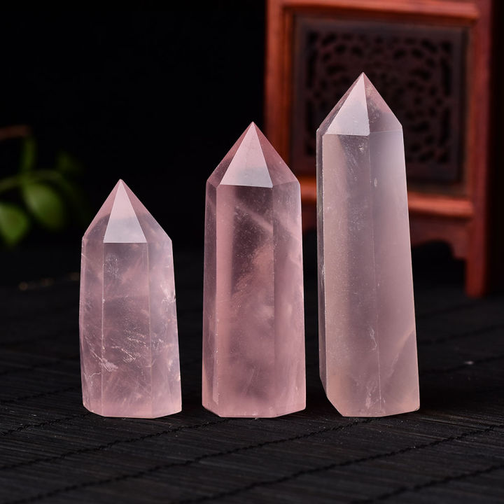 Natural Crystal Rose Quartz Point Healing Stone Hexagonal Prisms 50 ...