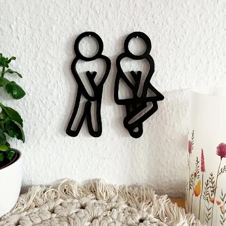 Funny Bathroom Signs For Men Women Creative 2D Flat Restroom Door Decor ...