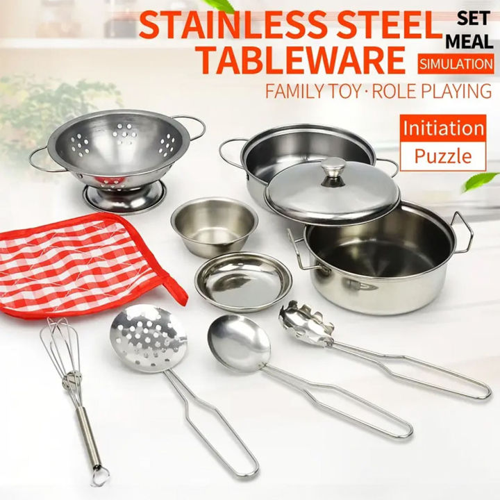 Mini Stainless-Steel Kitchen Toys, Play House Cooking Utensil Toys For ...