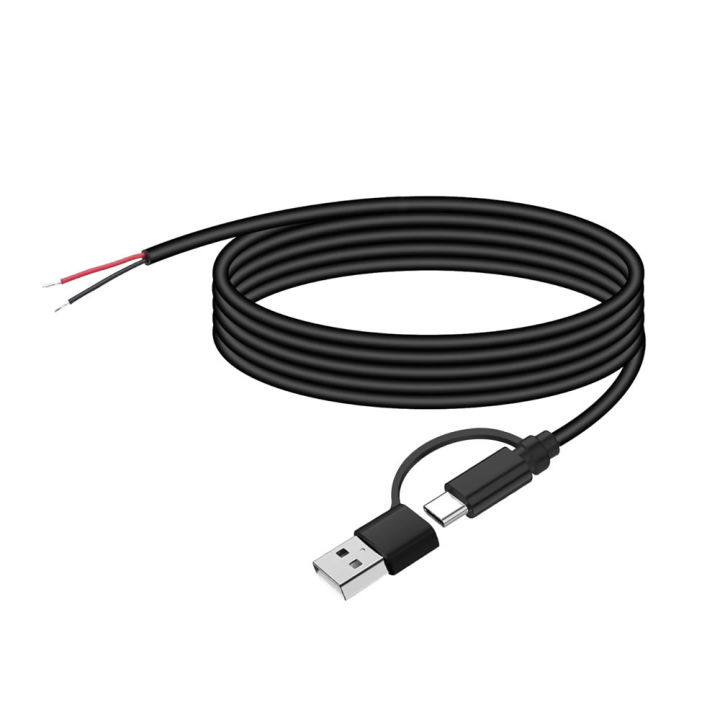 USB Type-C 2 Core Pigtail Cable, 5V USB-C to 2Pin Bare Wire Open End ...
