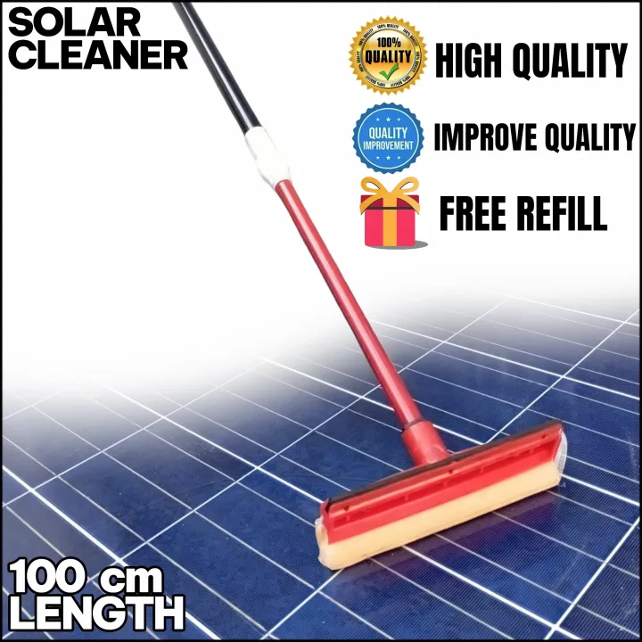 2 in 1 Solar Panel Cleaning Sponge & Wiper with 12ft Iron Rod | Daraz.pk