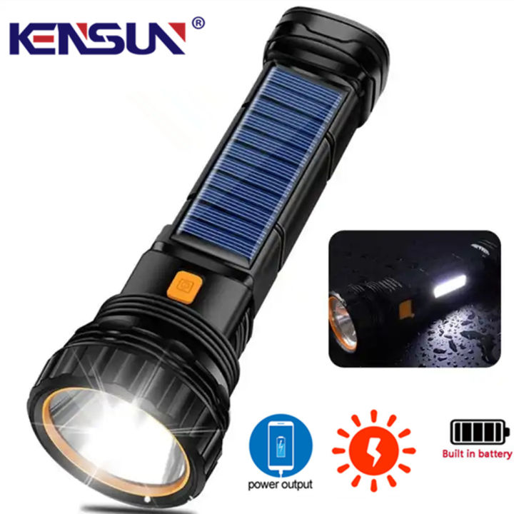 Multi-function Solar LED Flashlight Lanterna Outdoor Long Range Torch ...