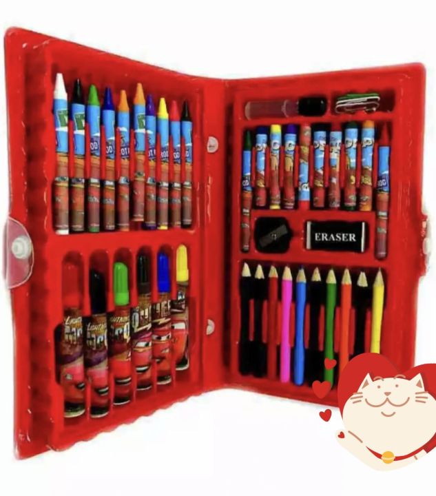 42 Pcs Colouring / Coloring Kit Multi Set With Button Fish Box Crayons ...