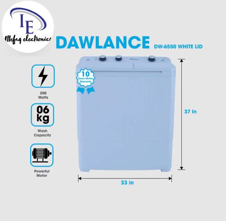 Dawlance Semi-Automatic Washing Machine DW-6550 8KG Twin Tub Washer ...
