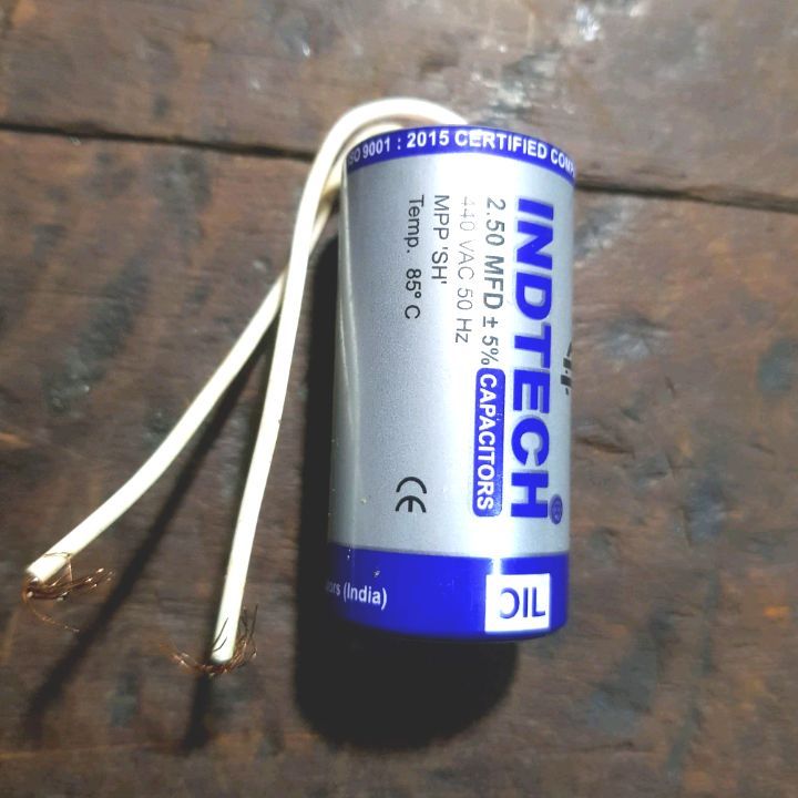 Indtech Oil Capacitor For Fan 2.5 Mfd , Condenser Battery For Ceiling Fan, Stand Fan, Table Fan ...