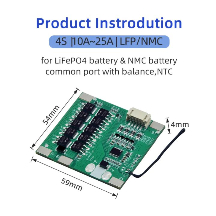 BMS 4S 12V LifePO4 10A 15A 20A 25A Battery Management System for LFP ...