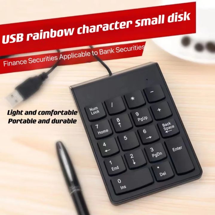 USB Numeric Keypad Wire Numpad Digital 19 Key Mini Keyboard For PC ...