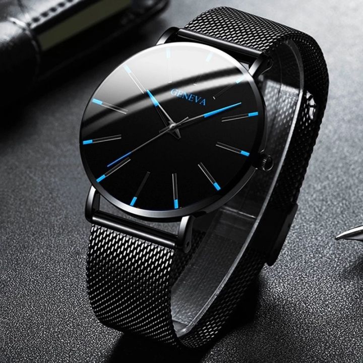 Minimalist Mens Fashion Ultra Thin Watches Simple Men Business Mesh ...
