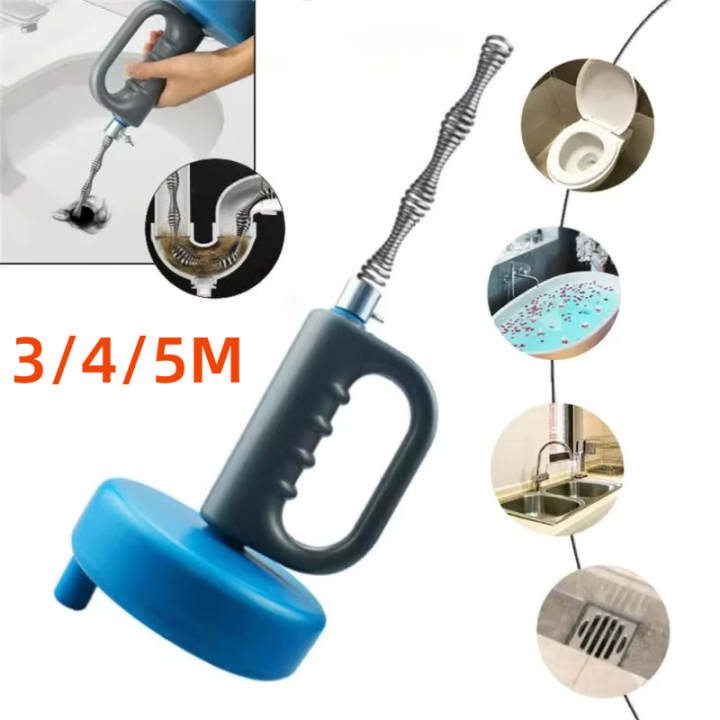 3/4/5M Meters Sewer Pipe Unblocker Snake Spring Pipe Dredging Tool for ...