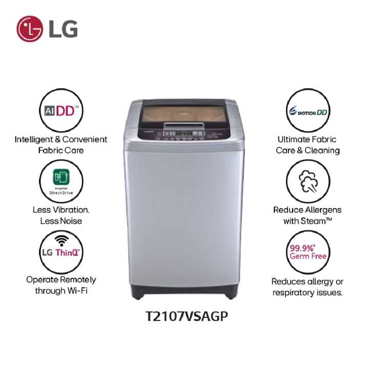 LG Brand 7 Kg Top Load Washing Machine | Model : T2107VSAGP | 1 Year ...