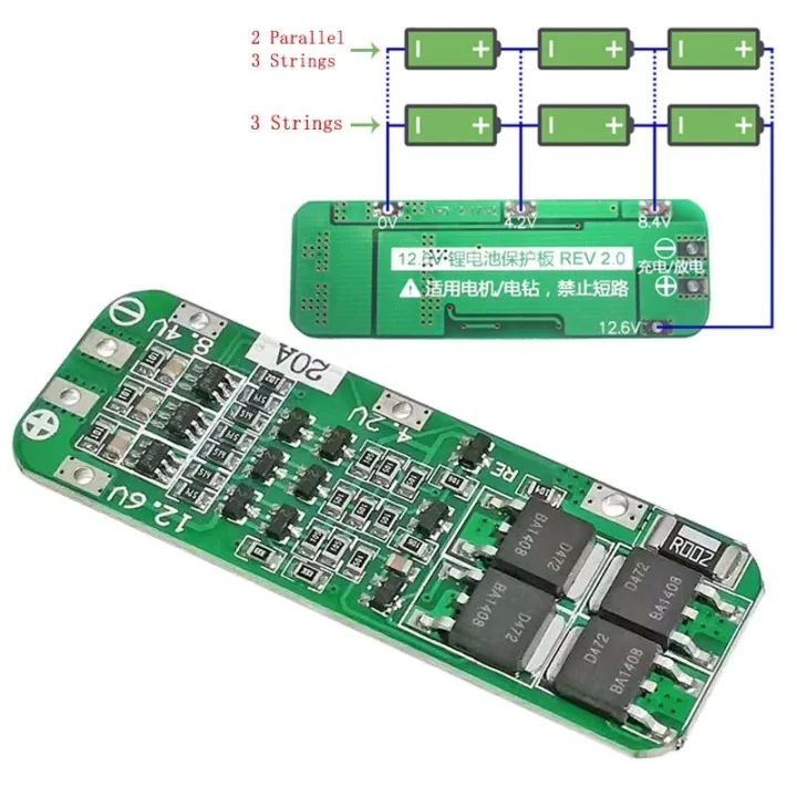 2 Pcs 3S 20A BMS 18650 Lithium Li-on Battery Charger Module - BMS ...