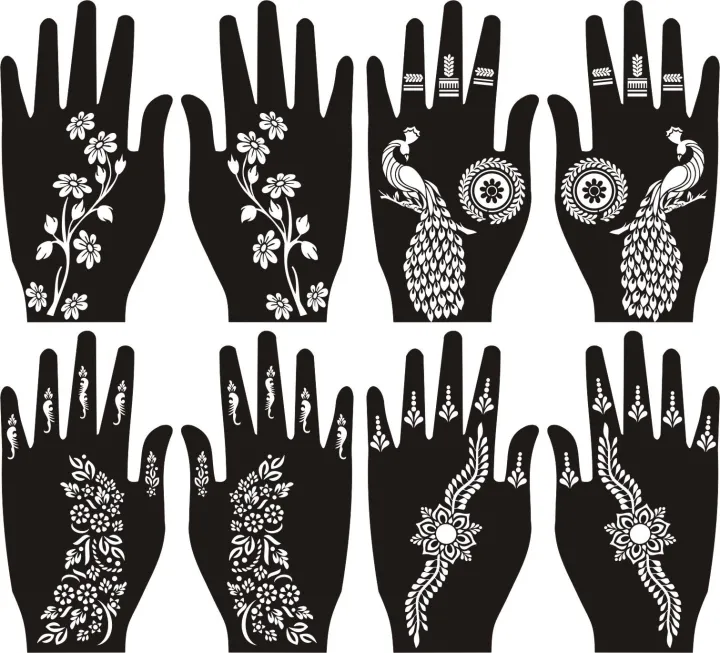 Bridle Mehndi Arabic Designs Henna Mehndi Stencils Stickers for Girls ...