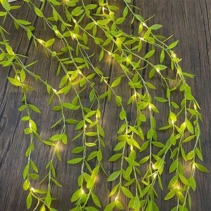 Green Forest Leaf String Light 34 Feet Artificial Leaf Home Decor ...