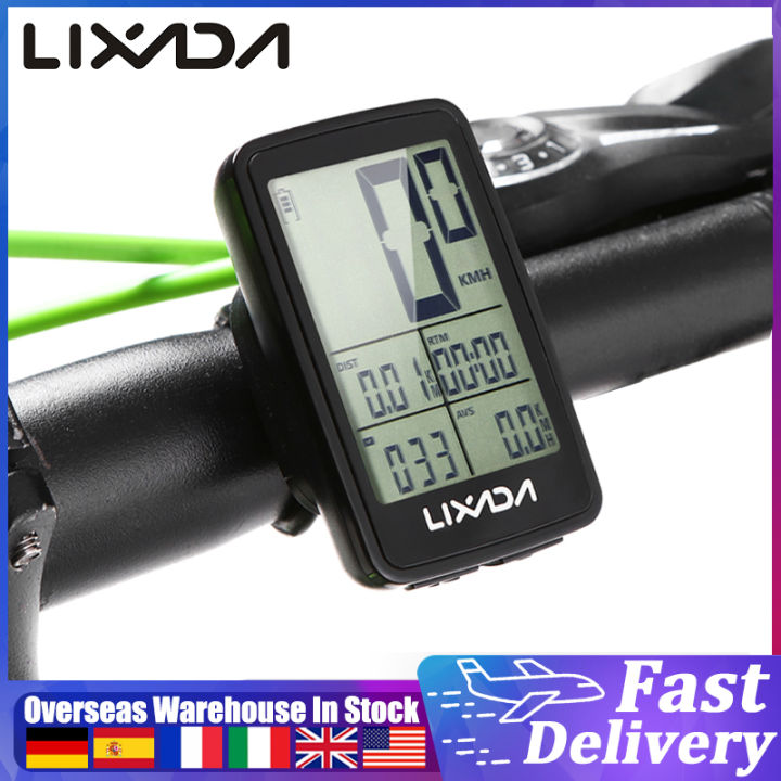 LIXADA Wireless Bike Speedometer Backlight USB Rechargeable Bike ...