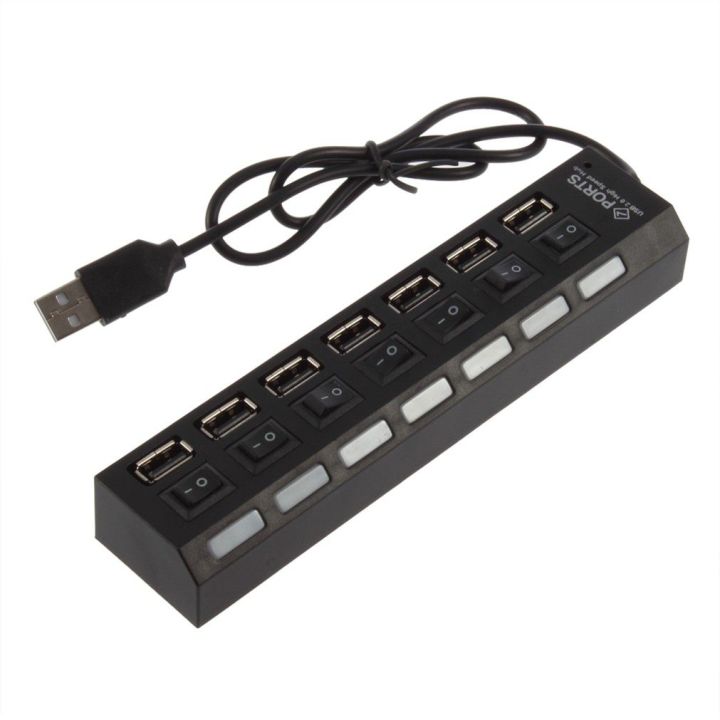 USB Hub 7 Port Multi USB Splitter Power Adapter Multiple Expander With ...