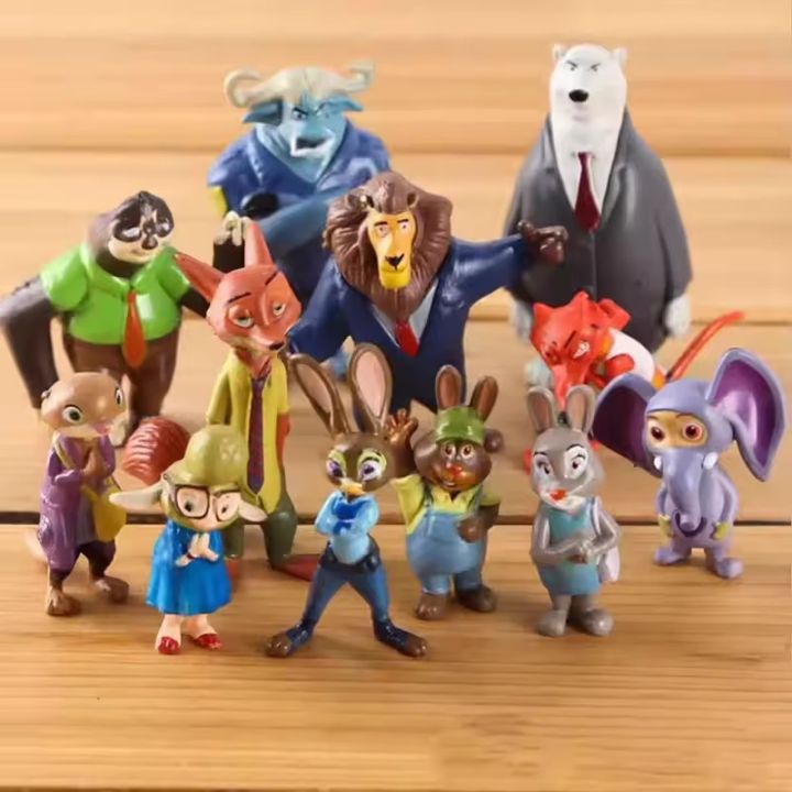 12pcs/set Disney Zootopia Animals Action Figure Toys Rabbit Judy Hopps ...