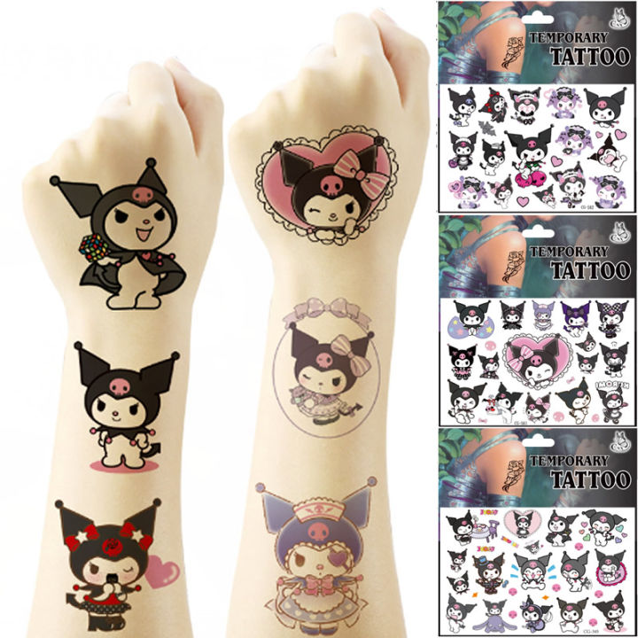Random 2pcs Kuromi Tattoo Stickers Cartoon kawaii anime Waterproof ...