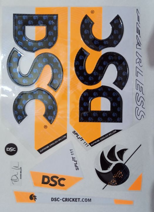 DSC 3D Split Embossed Cricket Bat Sticker 2023 New version orange Black ...