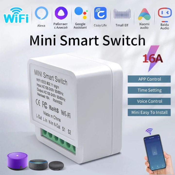 16A WiFi Mini Smart Switch Module 2-way Control Cozy Life APP Remote ...