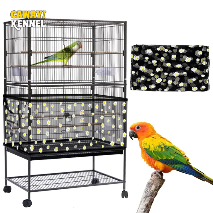 Adjustable Bird Cage Net Cover Birdcage Seed Feather Catcher Soft Skirt ...