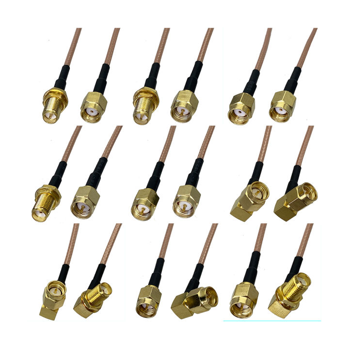 RG316 SMA to SMA RP SMA Male Plug & Female Jack Crimp Straight & Right Angle Coaxial Connector ...